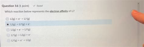 Solved Question 16 1 Point Saved Which Reaction Below