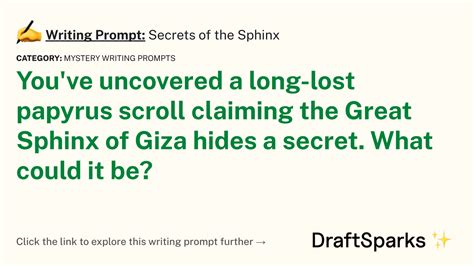 Writing Prompt Secrets Of The Sphinx • Draftsparks