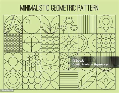 추상적인 기하학적 꽃과 식물 바우하우스 패턴 모자이크 스타일 단순한 기하학적 모양 섬유 배경입니다 벡터 식물 그림입니다 0명에