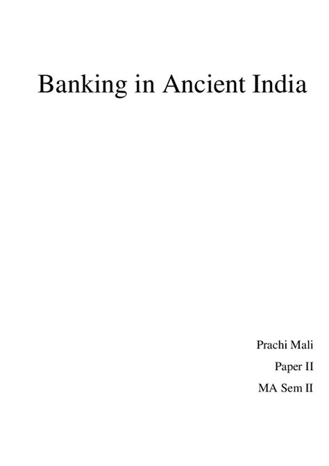 Pdf Banking In Ancient India Prachi Mali Paper Ii Ma Sem Ii