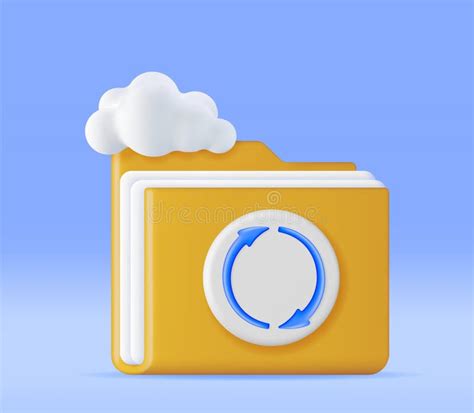 3d Folder In Clouds With File Sync Icon Stock Vector Illustration Of Media Service 263565399