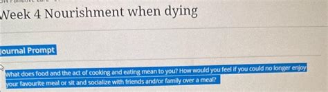 Solved Neek 4 Nourishment When Dying