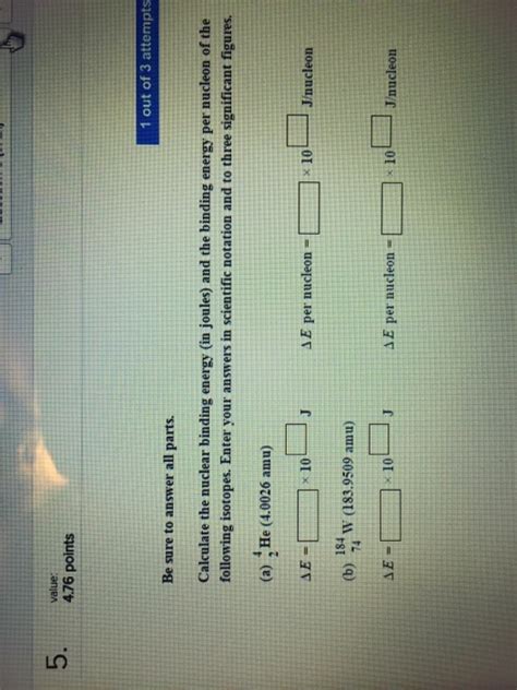 Solved Calculate The Nuclear Binding Energy In Joules And Chegg
