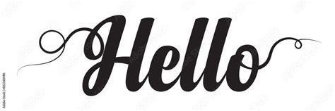 HELLO Modern Calligraphy Script Word Hello Hand Drawn Cursive Font Text Hello Vector