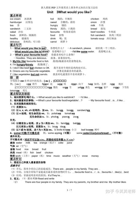 新人教版pep五年级英语上册各单元知识点复习总结 知乎