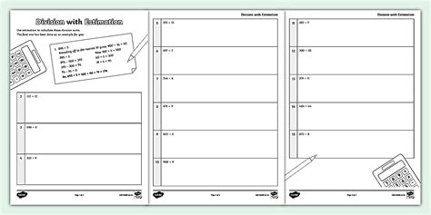 Division With Estimation Activity Sheet Teacher Made
