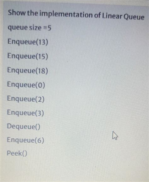Solved Show The Implementation Of Linear Queue Queue Size 5