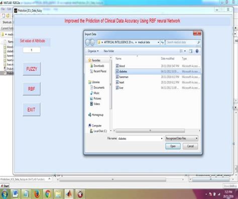 shows that the main rbf output window with value of attributes 4 and
