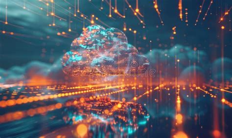 Cloud Computing Background With Server Racks And Digital Data Streams