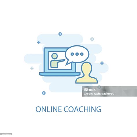 온라인 코칭 개념 트렌디 아이콘입니다 심플한 선 컬러 일러스트 개념에 대한 스톡 벡터 아트 및 기타 이미지 개념 공부