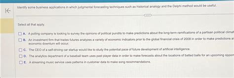 solved identify some business applications in which