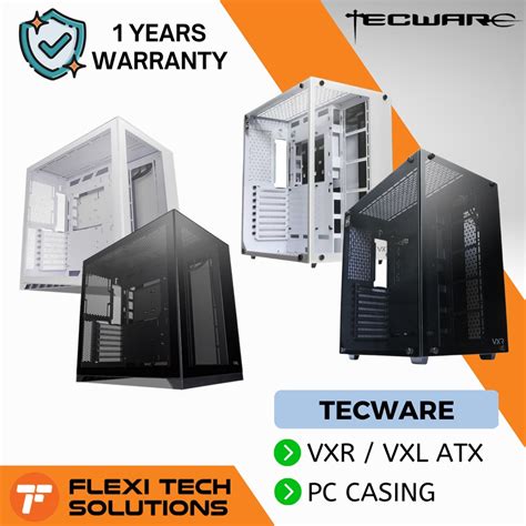 Flexi Tech Tecware Vxr Vxl Tg Premium Atx Gaming Casing Pc Desktop Dual Chamber Case Black