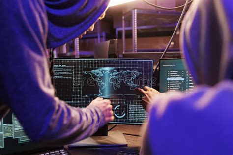 Hackers Using Spyware On Computer Screen Stock Photo Image Of