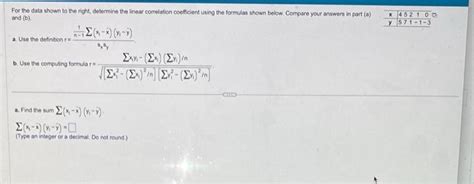 solved for the data shown to the right determine the inear