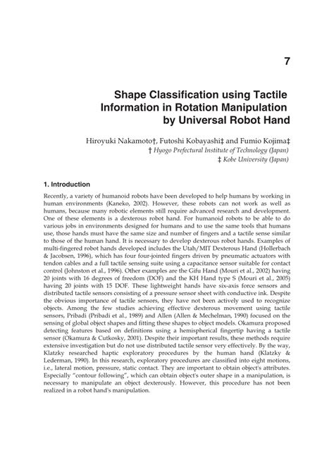pdf shape classification using tactile information in rotation