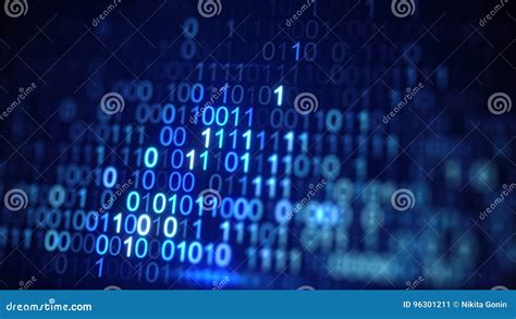 Digital Blue Binary Data Code Close Up Shot With Dof Stock Illustration