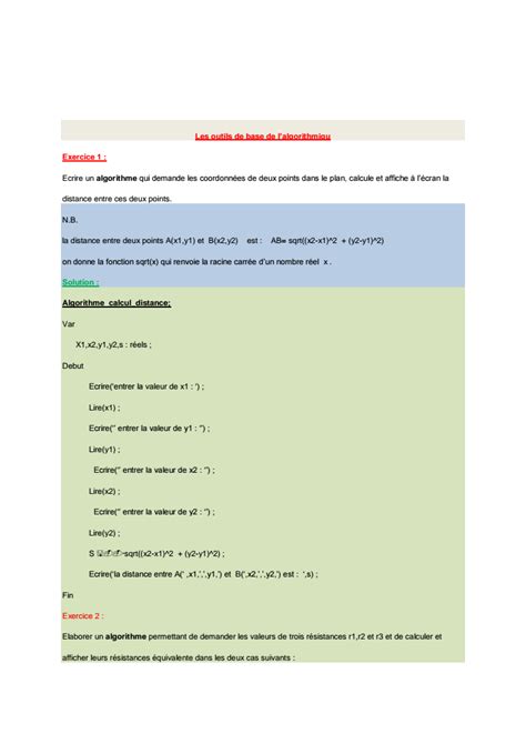 Les Outils De Base De Lalgorithme الملفات ويتود