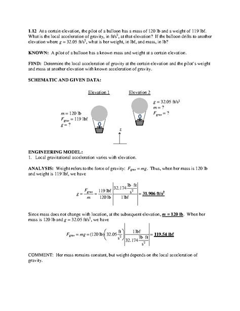 Hw 1 Solutions Hw 1 Of Thermodynamics 1 At A Certain Elevation The