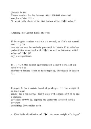 Mth Lesson Notes Sampling Distributions Sam Pdf