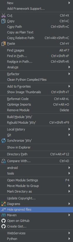 Intellij Is Hiding Folder In Project Window Mentioned In Gitignore