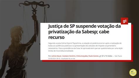 Votação Sobre Privatização Da Sabesp Na Câmara De São Paulo é Suspensa