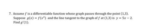 7 Assume F Is A Differentiable Function Whose Graph Passes Through The P