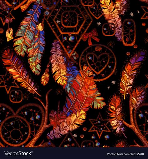 Colorful Feathers Pattern Over White Background Vector Image