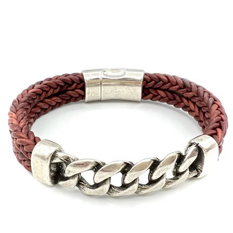 Braided Leather Chain Up Unisex Bracelet Montana Leather Designs