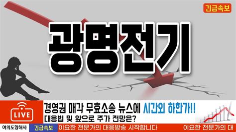 광명전기 경영권무효소송 뉴스에 시간외 하한가 대응법 및 앞으로 주가 전망은 Youtube