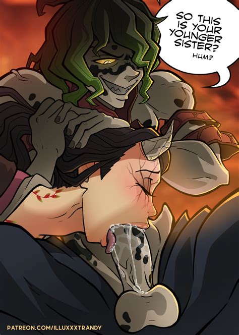 Rule 34 1boy 1girls Black Hair Blowjob Body Markings Demon Boy Demon