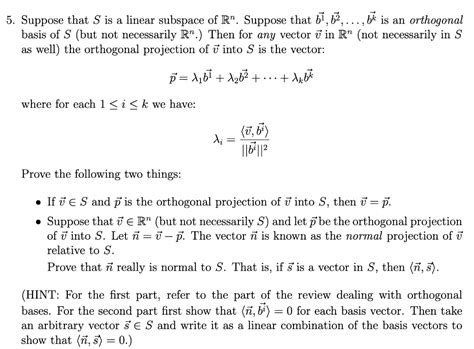 Solved 5 Suppose That S Is A Linear Subspace Of Rn Suppose
