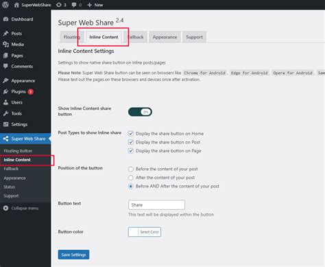 How To Enable Inline Content Share Buttons Super Web Share