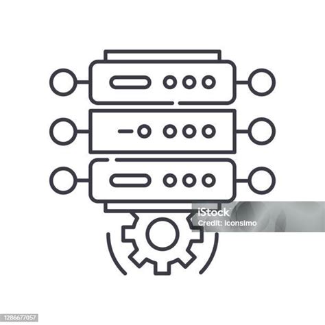 전용 호스팅 아이콘 선형 격리 일러스트레이션 씬 라인 벡터 웹 디자인 사인 흰색 배경에 편집 가능한 스트로크가 있는 개요 개념 기호입니다 네트워크 서버에 대한 스톡 벡터