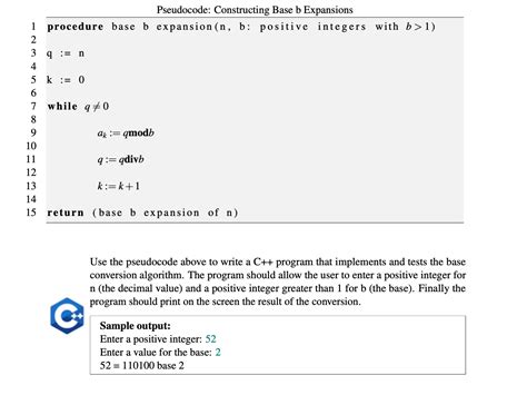 Solved Pseudocode Constructing Base B Expansions Procedure