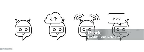 챗봇 로봇 컬렉션 요소 아이콘은 벡터의 얇은 선을 설정합니다 인공 지능 챗봇 통신 메시지 기술 개념 선형 픽토그램 벡터 Communications Director에 대한