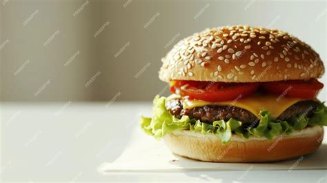 Premium Photo Angular View Of A Classic Burger Against White Background