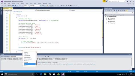 Screenshot Of Array Methods E G Sort In IntelliSense Visual Studio Windows Taken