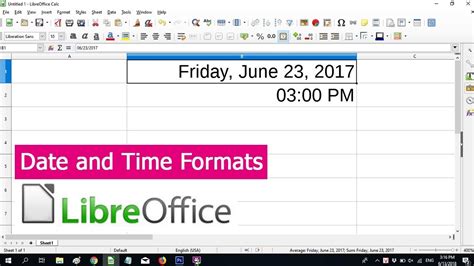 Date And Time Formats Libre Office Calc Youtube