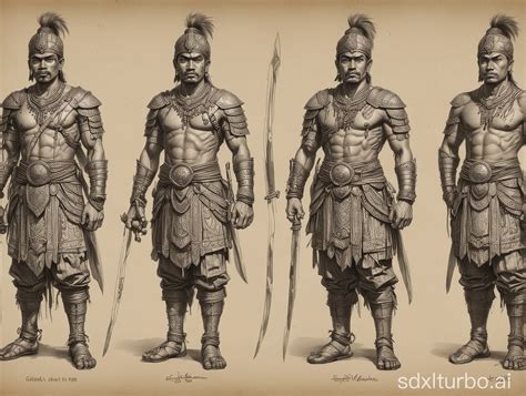 Model Sheet Of Diverse Javanese Warriors Depicting Traditional Attire And Weapons Sdxl Free Online