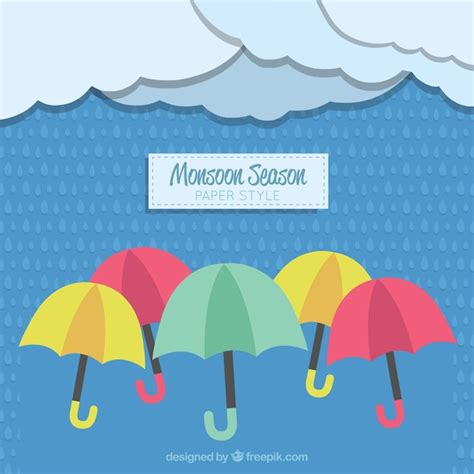 비와 Moonson 시즌 배경 무료 벡터