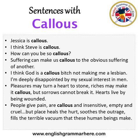 Sentences With Callous Callous In A Sentence In English Sentences For