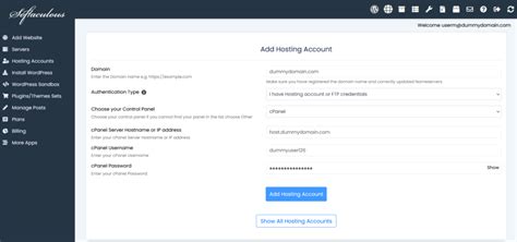 Add Hosting Account