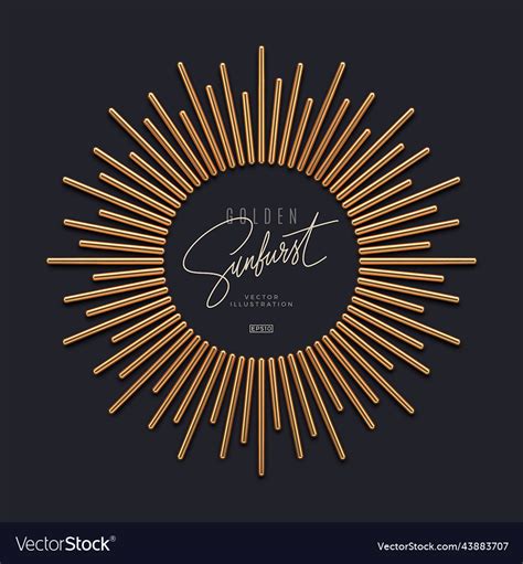 Realistic Gold Metal Sunburst Rays Royalty Free Vector Image