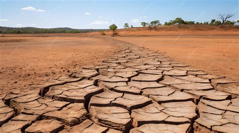 Premium Ai Image A Parched Landscape With Cracked Earth Representing