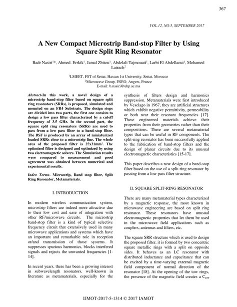 Pdf A New Compact Microstrip Band Stop Filter By Using Square Split