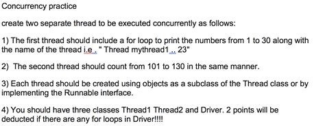 Solved Concurrency Practice Create Two Separate Thread To Be