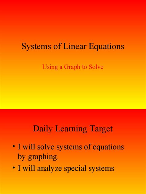 Systems Of Linear Equations Using A Graph To Solve Download Free Pdf