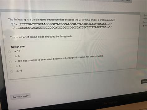 Solved Ques Noty The Following Is A Partial Gene Sequence Chegg