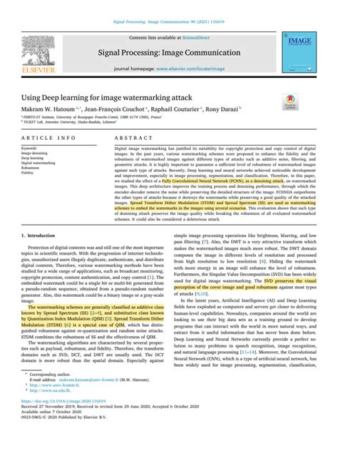 Ing Deep Learning For Image Watermarking Attack Pdf Artificial Neural Network Digital