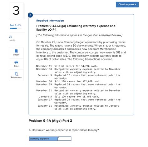 Solved Required Information Problem 9 4a Algo Estimating